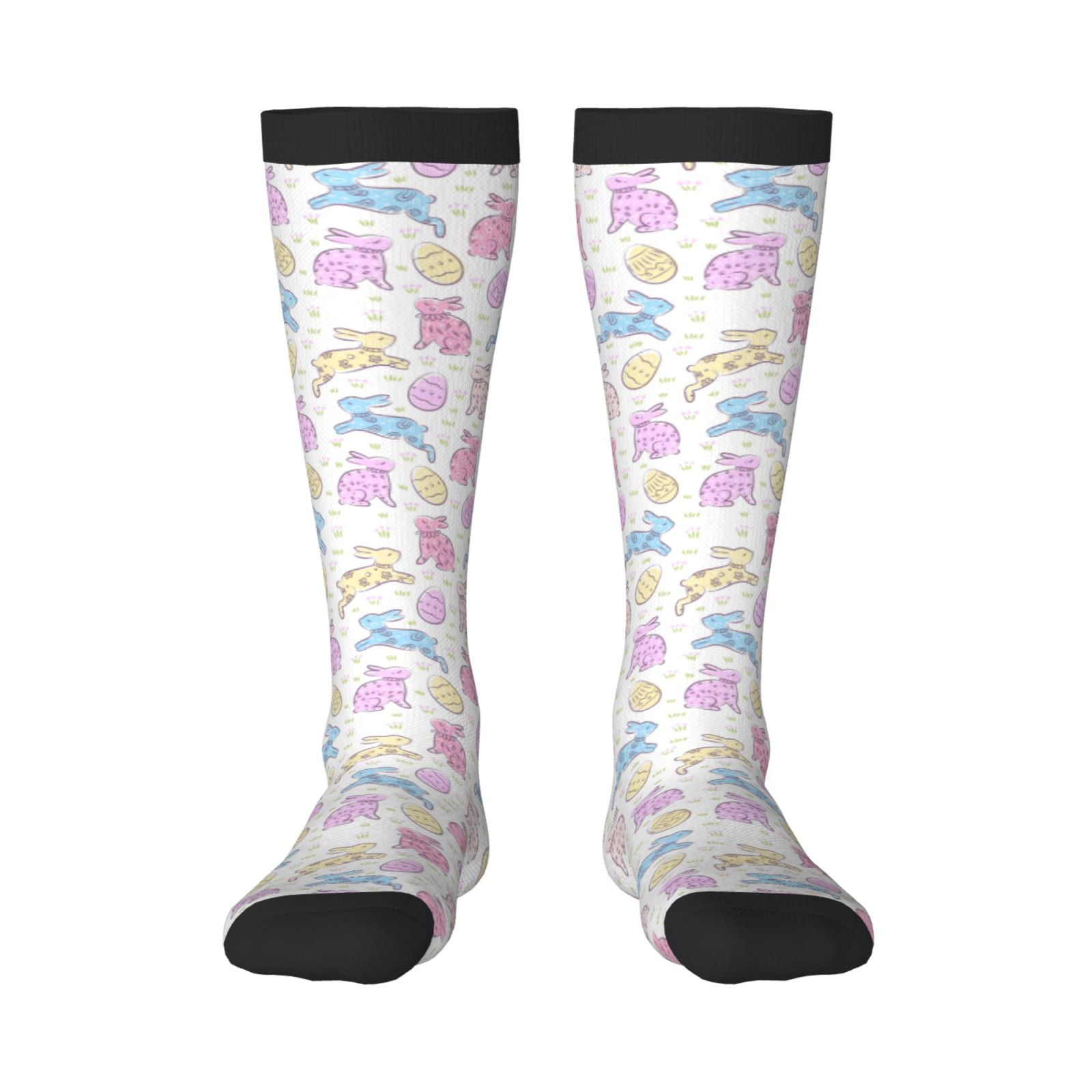 Naloa Easter Colorful Rabbit Thigh High Socks Extra Long Stretchy Sock ...