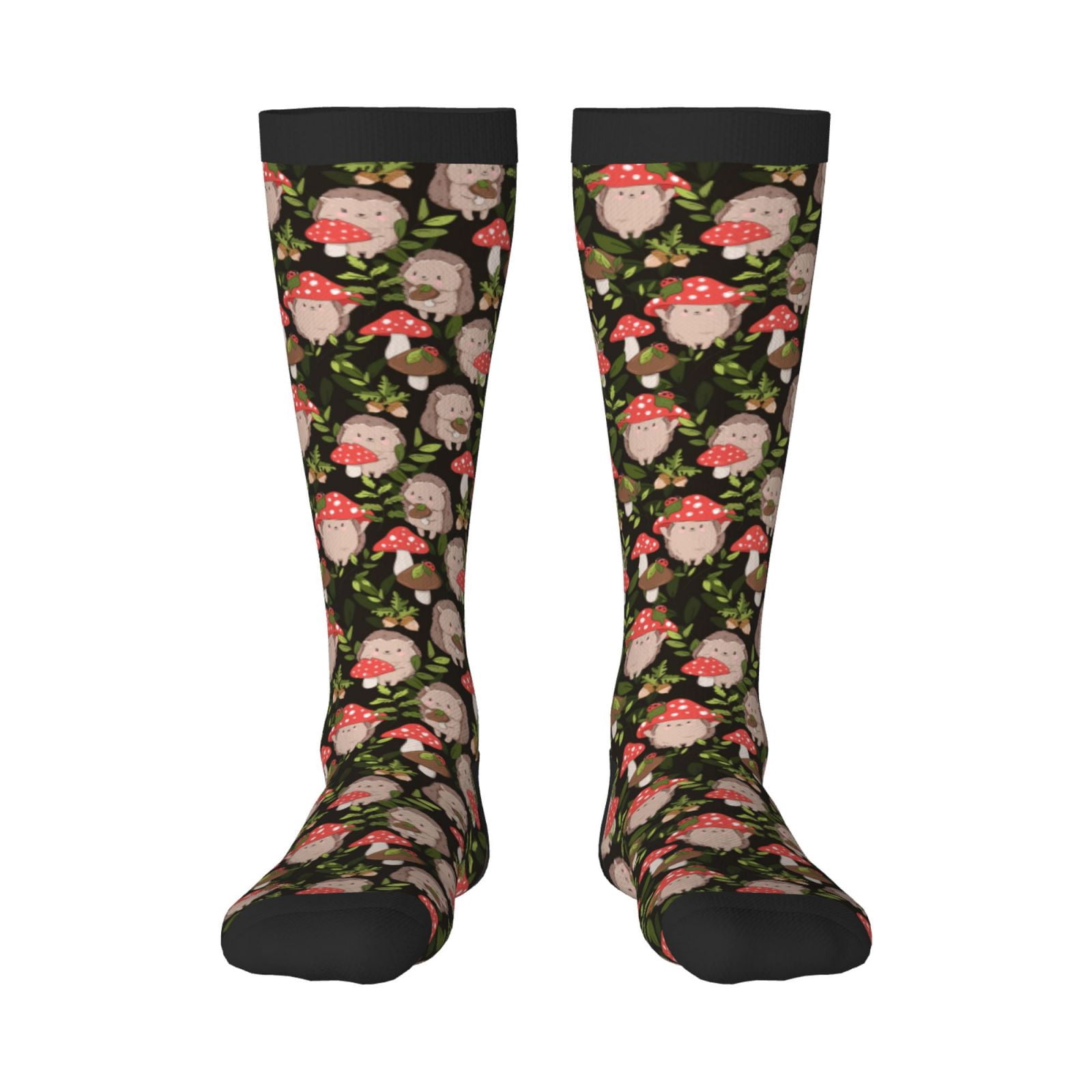 Naloa Edgehog and Mushrooms Thigh High Socks Extra Long Stretchy Sock ...