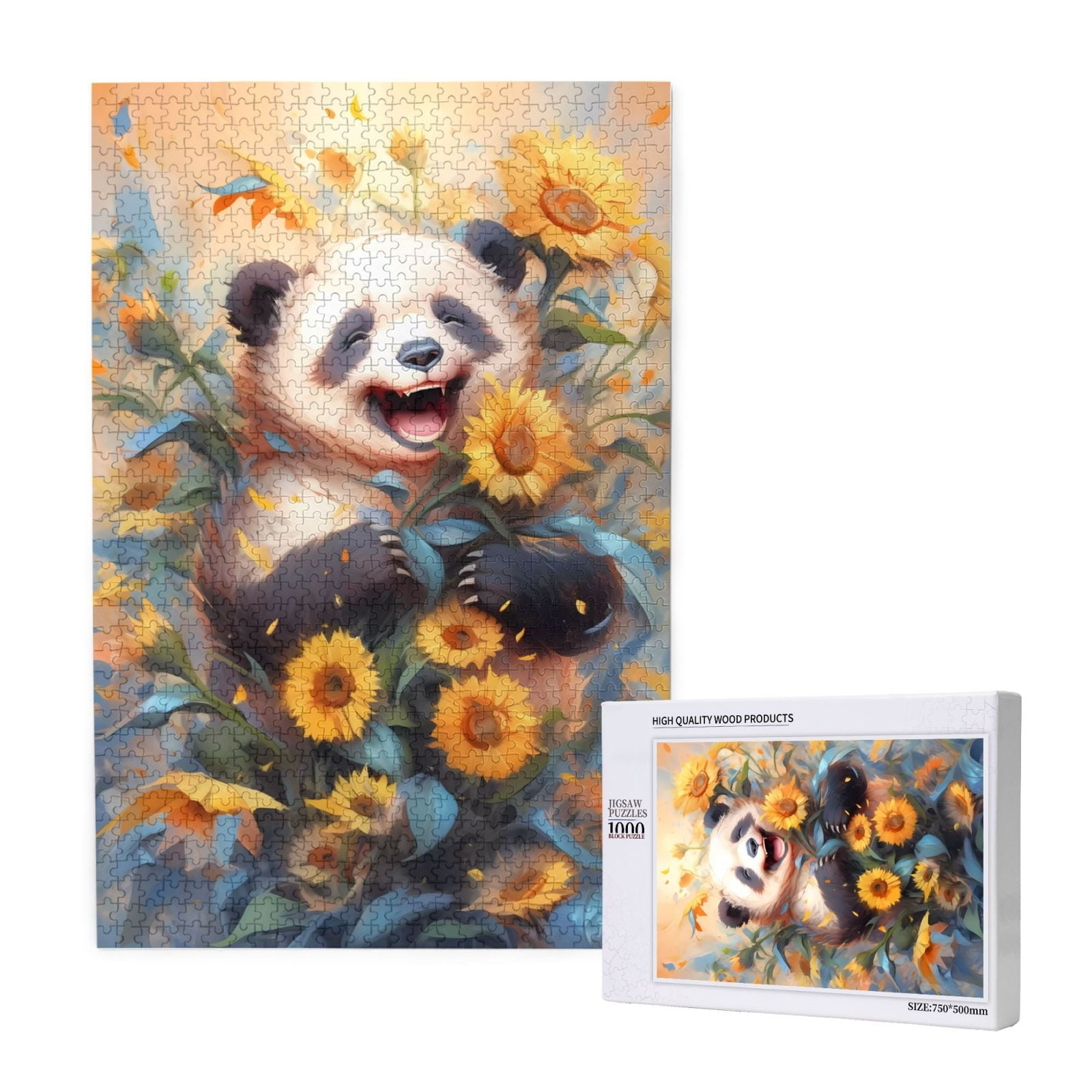Naloa Elegant Cute Panda Sunflower Custom Puzzles Personalized Puzzle ...