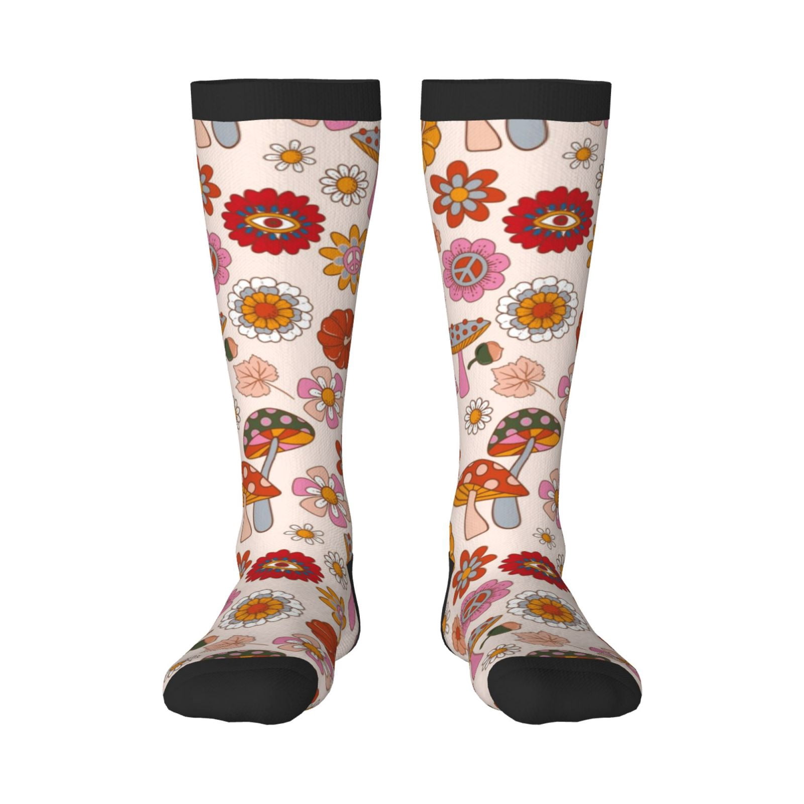 Naloa Fall 70s Groovy Hippie Thigh High Socks Extra Long Stretchy Sock ...