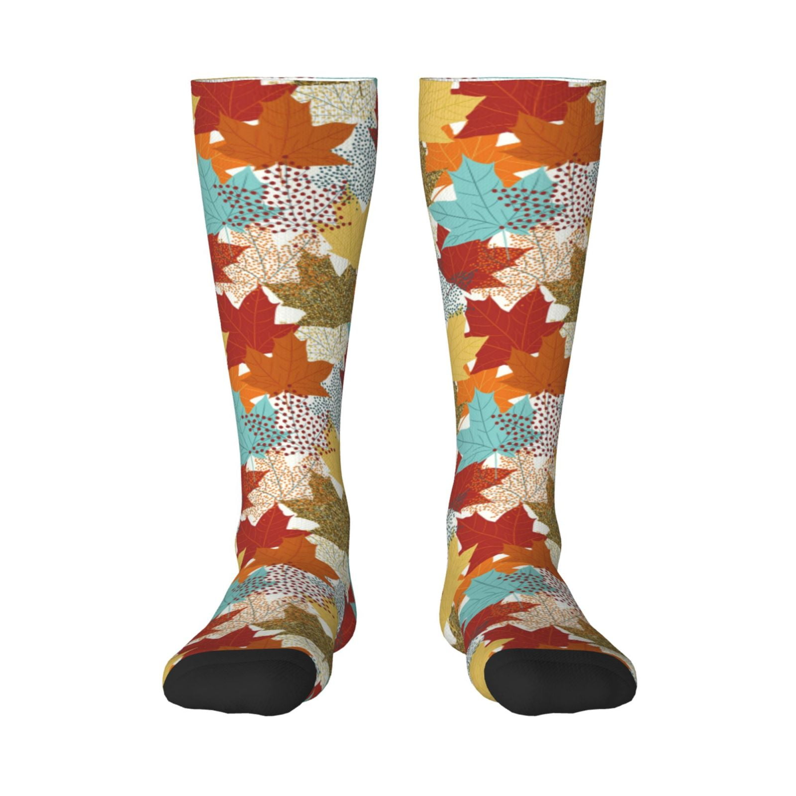 Naloa Fall Maple Leaves Thigh High Socks Extra Long Stretchy Sock Women ...
