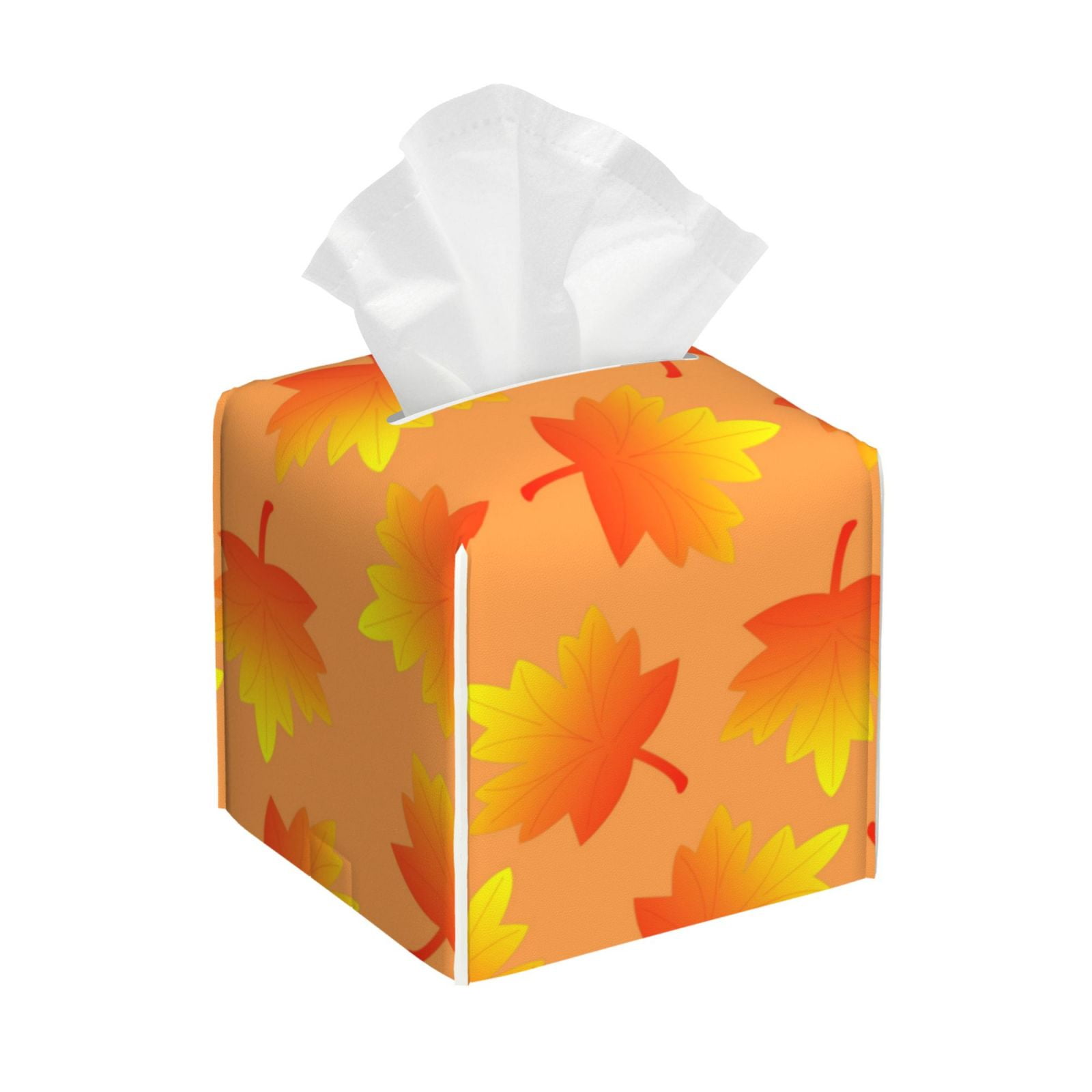 Naloa Fall Maple Leaves Tissue Box Cover Leather Tissue Holder Square ...
