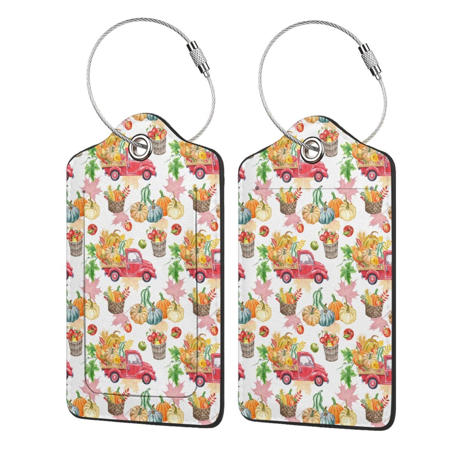 Naloa Fall harvest truck pumpkin Luggage Tag for Suitcase Leather ...