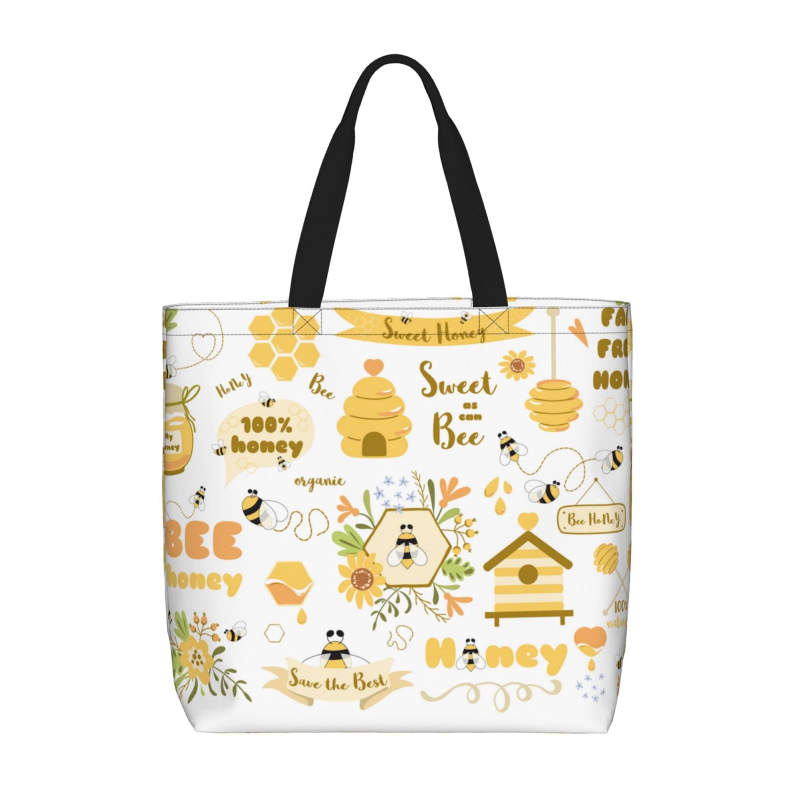 Naloa Farm Bee Cute Honey Tote Bag for Women, Foldable Tote Bag With ...