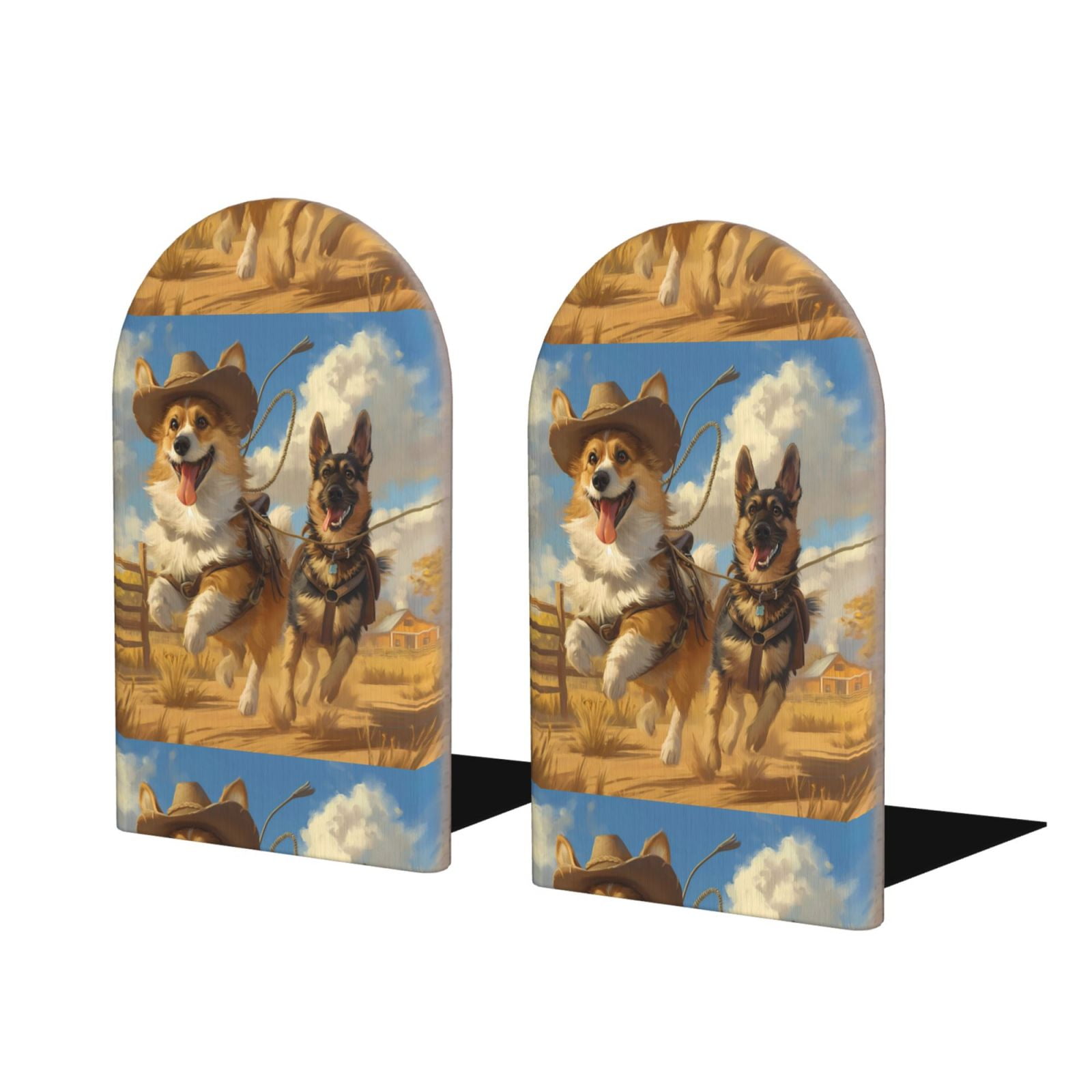 Naloa Farm Corgi German Shepherd Wood Non-Skid Bookend for Shelves,Book ...