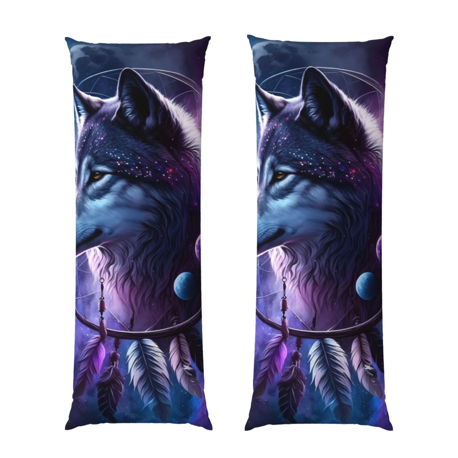 Naloa Feathered Wolf Super Soft 20x60 Body Pillow Case,Long Side Hidden ...
