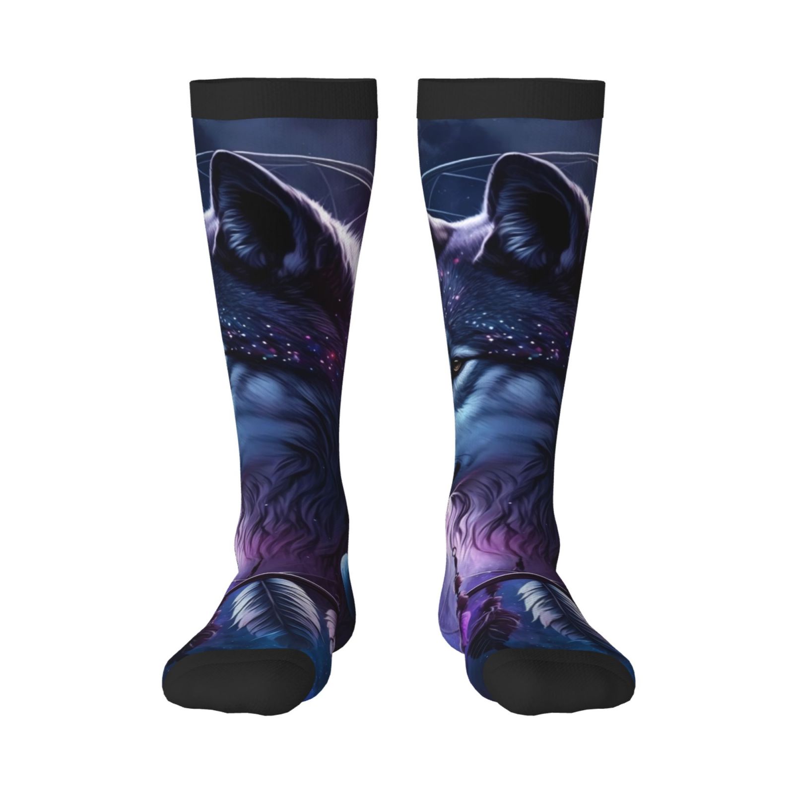 Naloa Feathered Wolf Thigh High Socks Extra Long Stretchy Sock Women ...