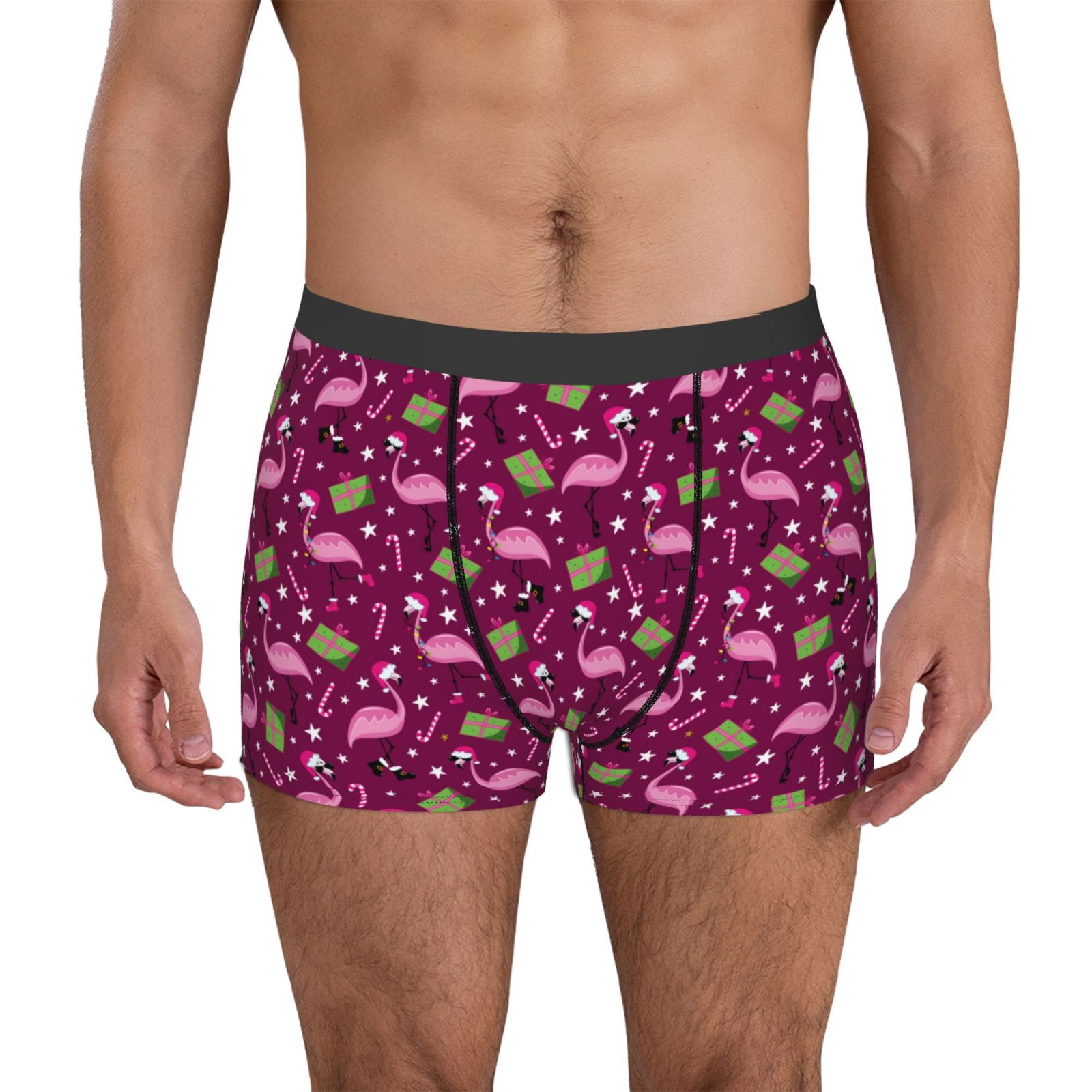 Naloa Festive Flamingos Mens Underwear - Boxers for Men, Mens Boxer ...