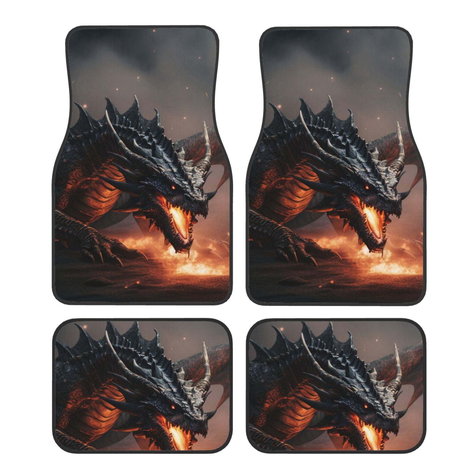 Naloa Fiery Black Dragon Attack Car Foot Mat Set of 4 Pieces ...