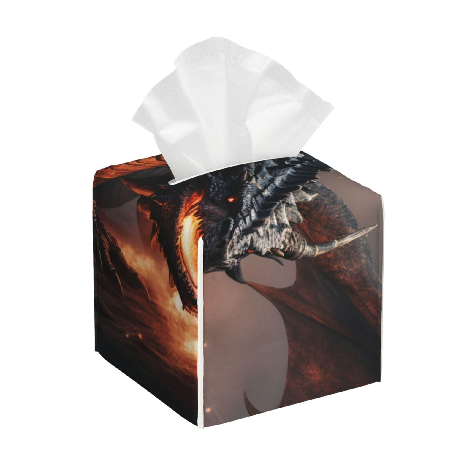 Naloa Fiery Black Dragon Attack Tissue Box Cover Leather Tissue Holder ...