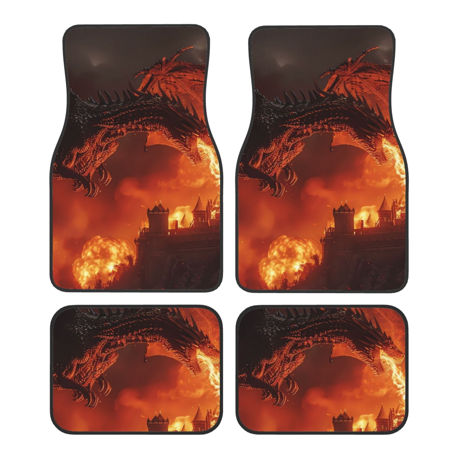 Naloa Fiery Dragons Castle Attack Car Foot Mat Set of 4 Pieces ...
