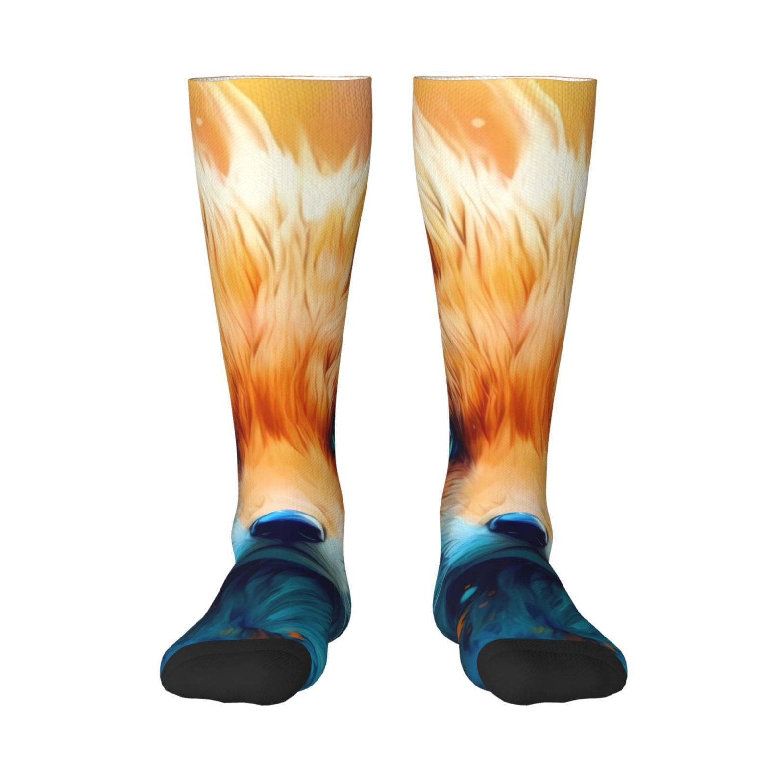 Naloa Fiery Red Maple Leaf Fox Thigh High Socks Extra Long Stretchy ...