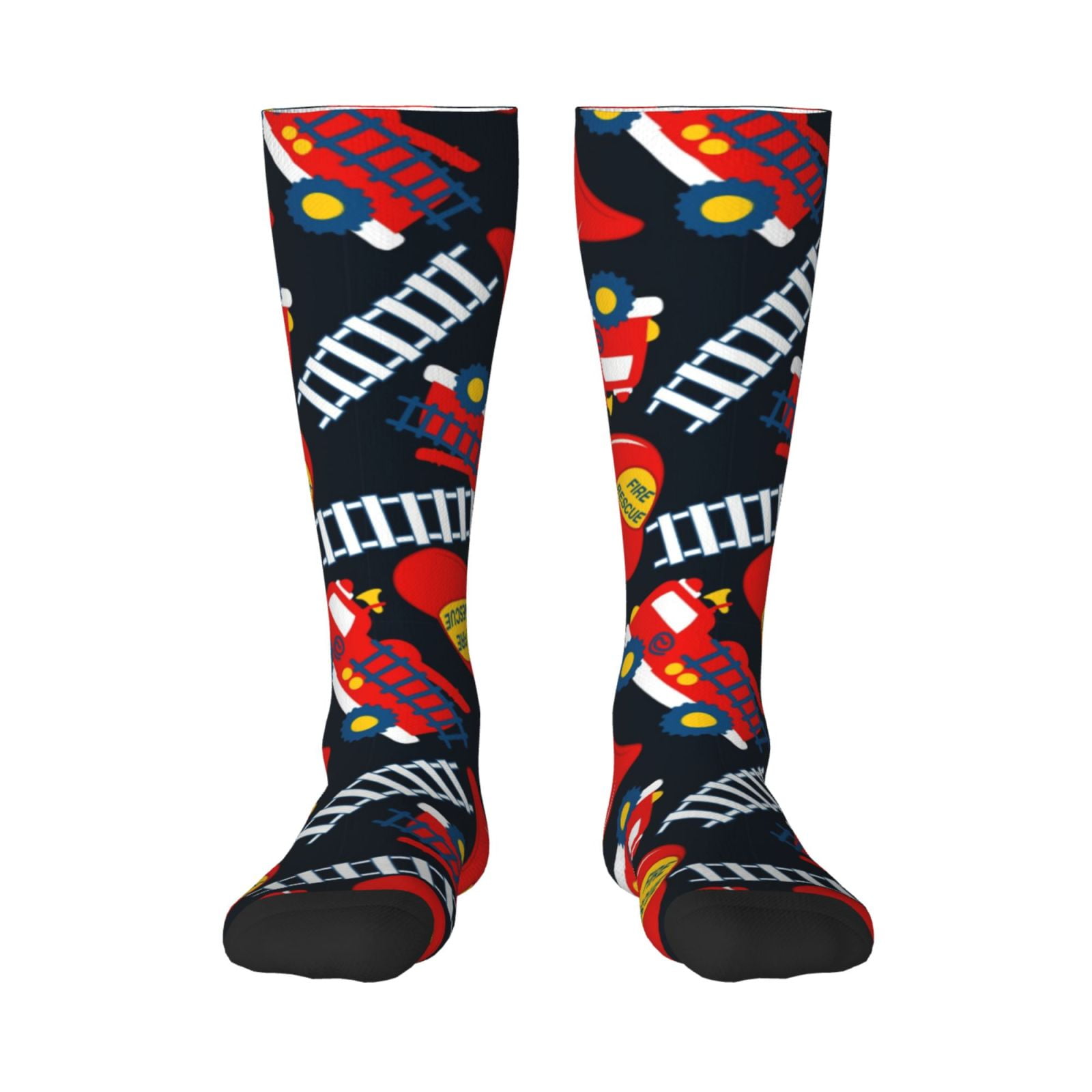 Naloa Fire Rescue With Red Helmet And Truck Thigh High Socks Extra Long ...
