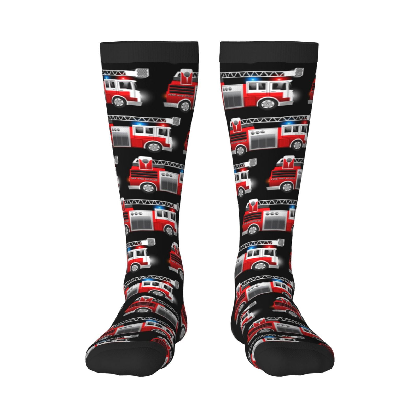 Naloa Fire and Rescue Truck Thigh High Socks Extra Long Stretchy Sock ...