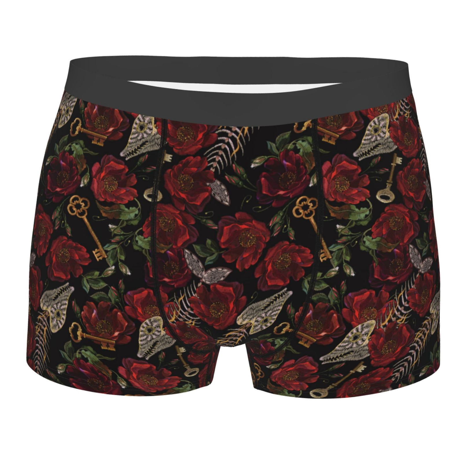 Naloa Fishbone Rose Print Mens Underwear - Boxers for Men, Classic ...