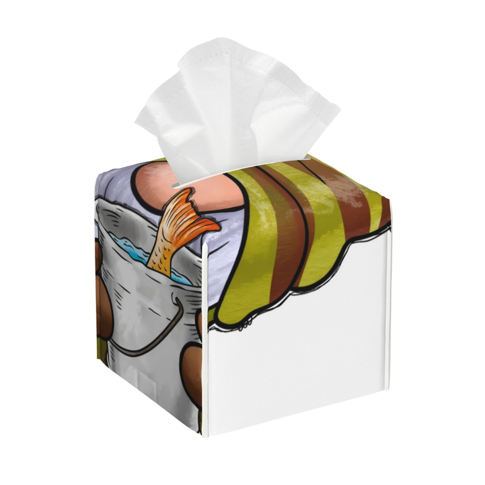 Naloa Fishing Gnome Fisherman Tissue Box Cover Leather Tissue Holder ...