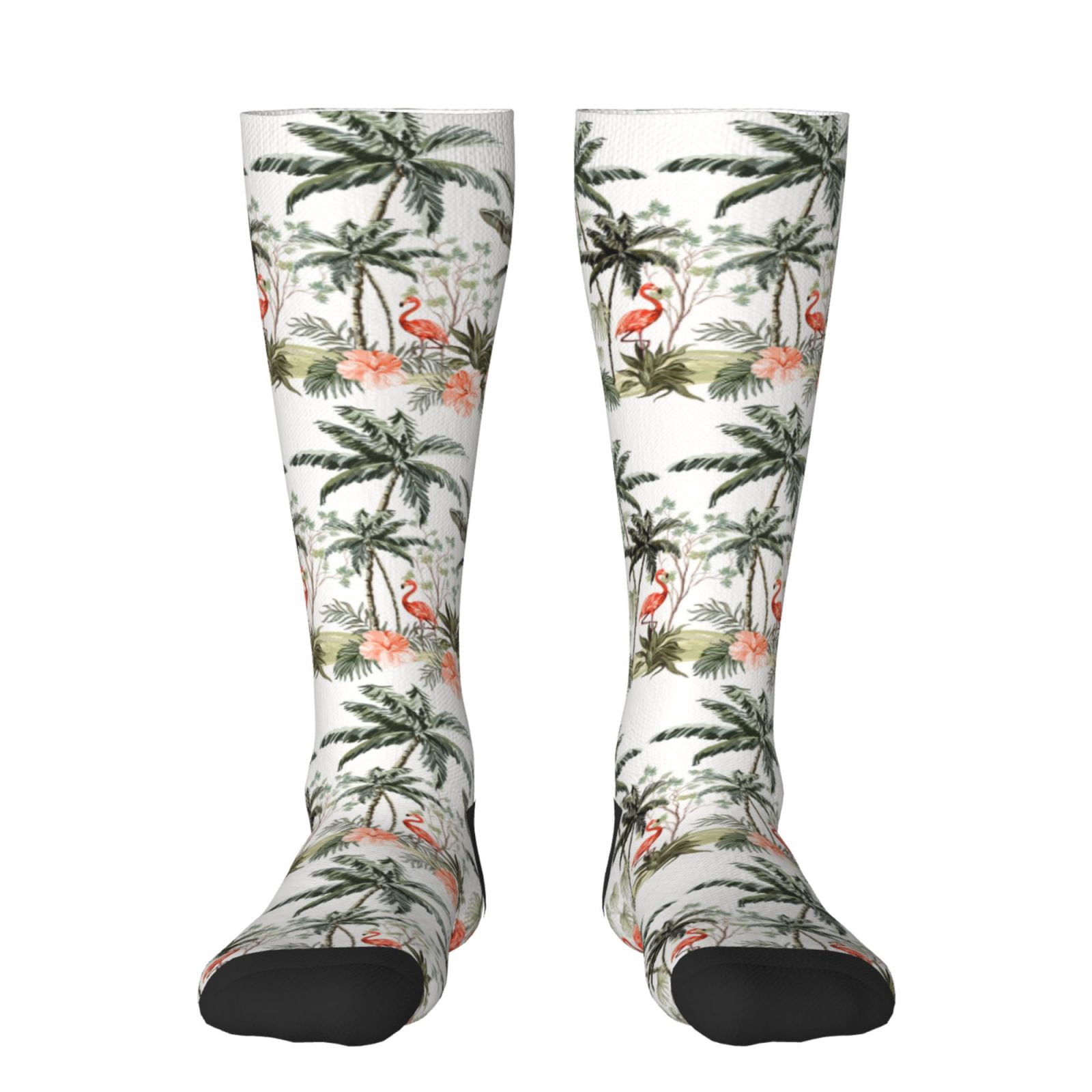 Naloa Flamingo Palm Trees Thigh High Socks Extra Long Stretchy Sock ...
