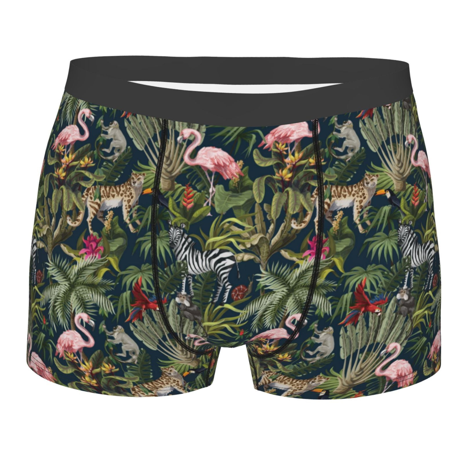 Naloa Flamingos And Palm Leaves Print Mens Underwear - Boxers for Men ...