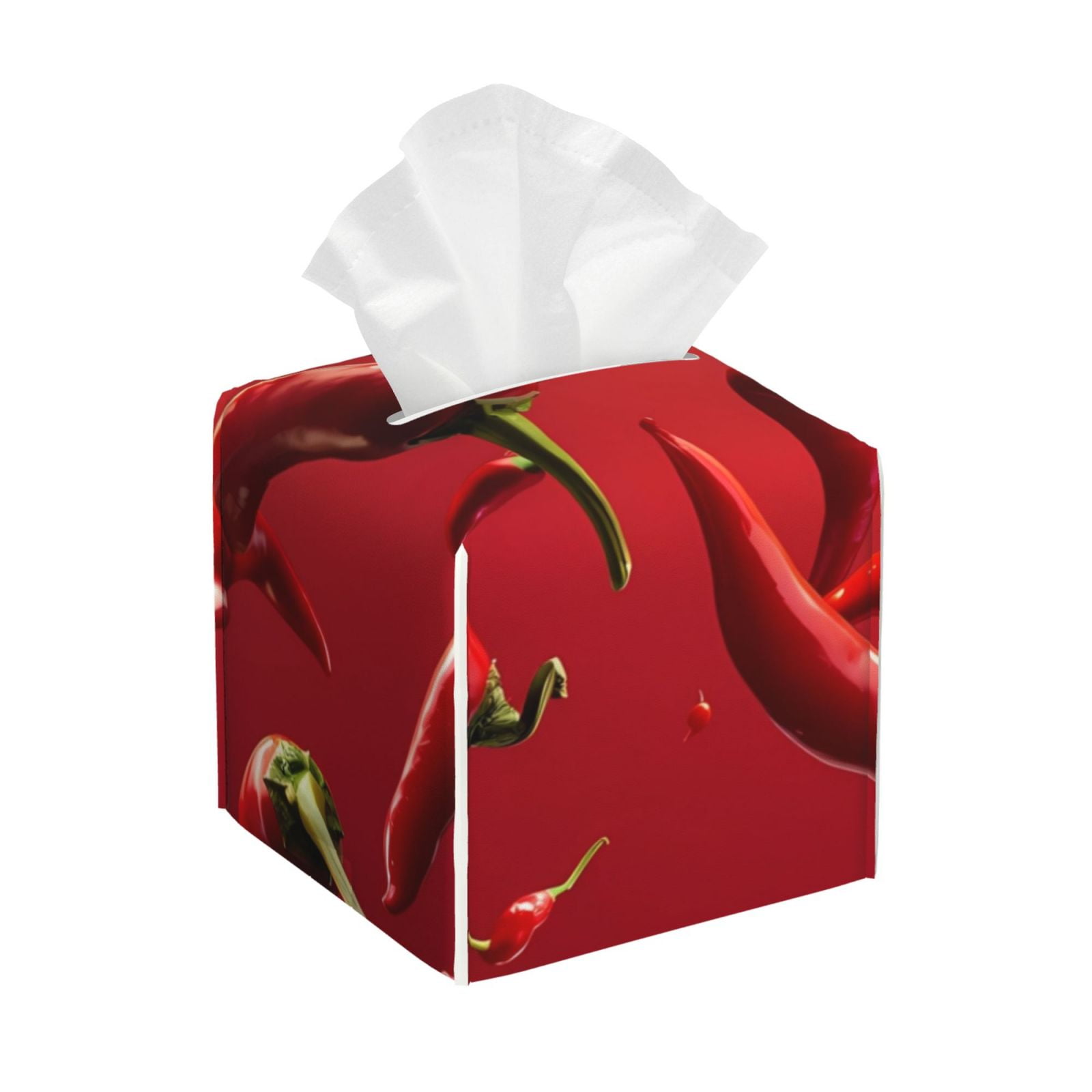 Naloa Floating Red Chili Peppers Tissue Box Cover Leather Tissue Holder ...