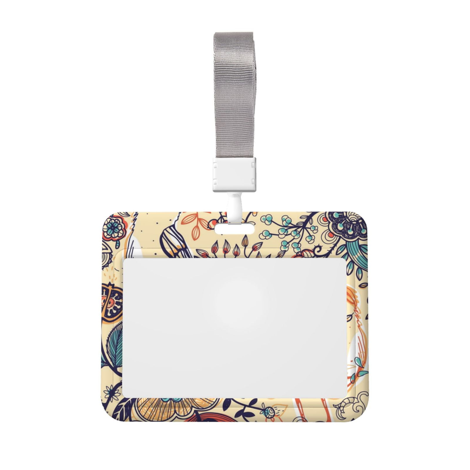 Naloa Floral With Birds And Fantasy Flowers Card Badge Holder Work ...