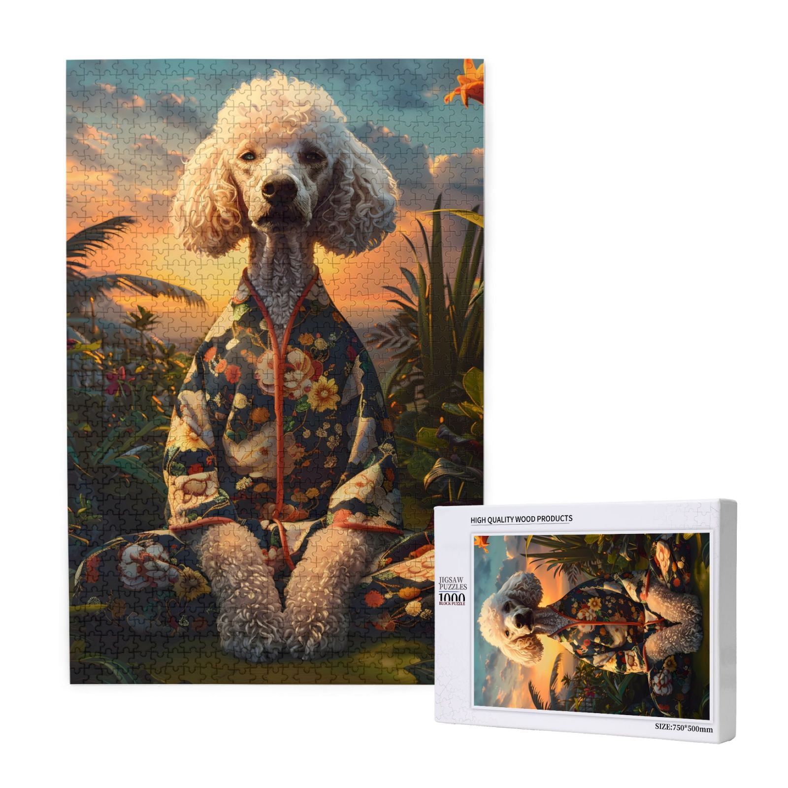 Naloa Flower Field Poodle Custom Puzzles Personalized Puzzle 1000 ...