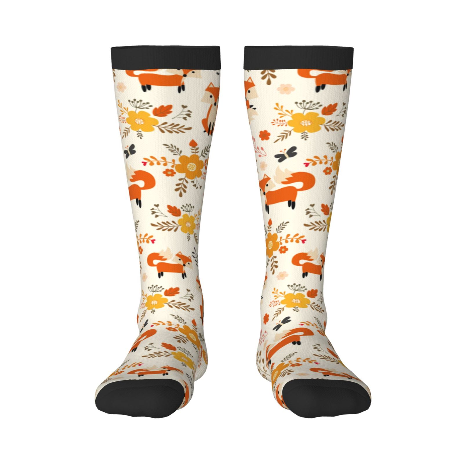 Naloa Flower Fox Thigh High Socks Extra Long Stretchy Sock Women Over ...