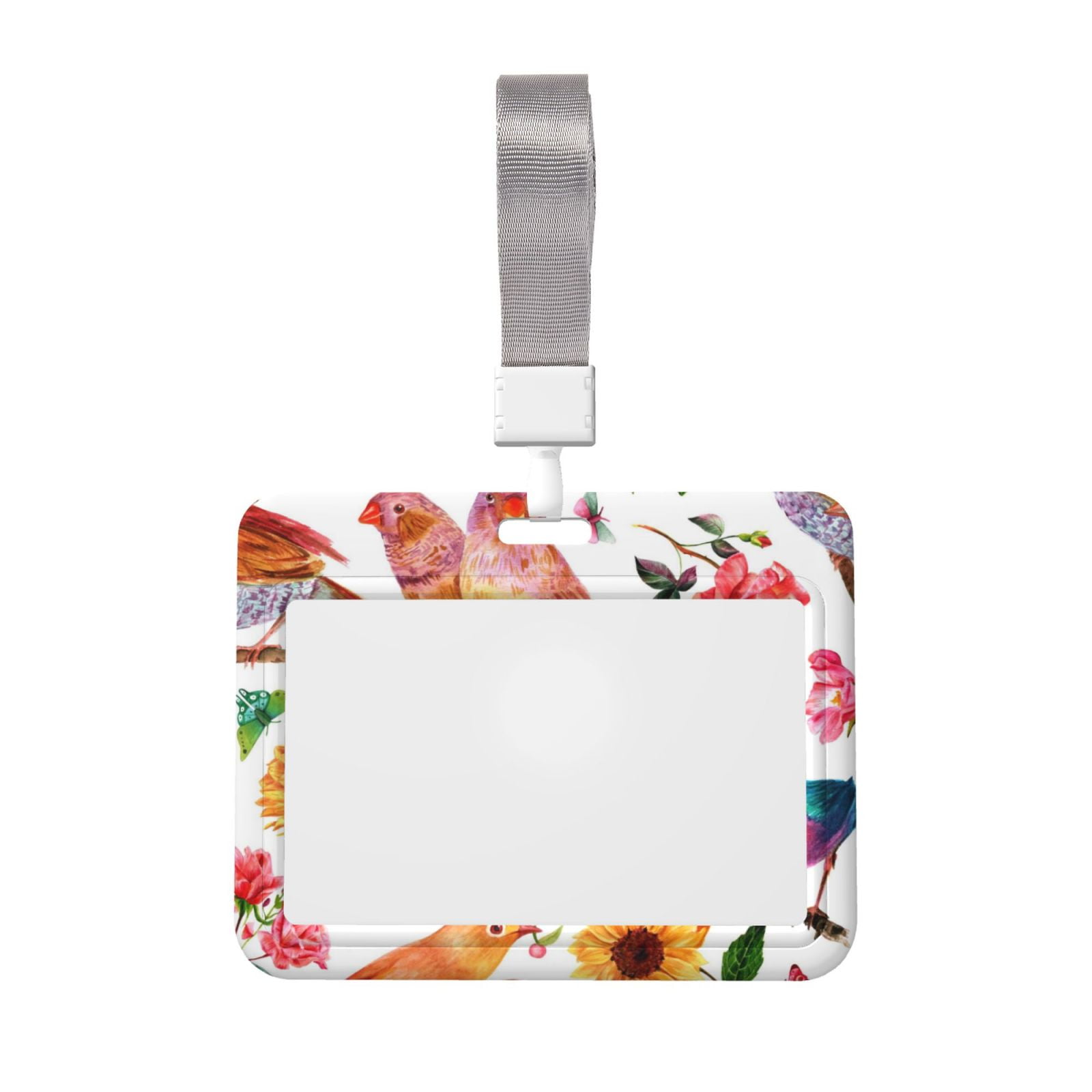Naloa Flowers Birds And Butterflies Card Badge Holder Work Badge Sleeve ...