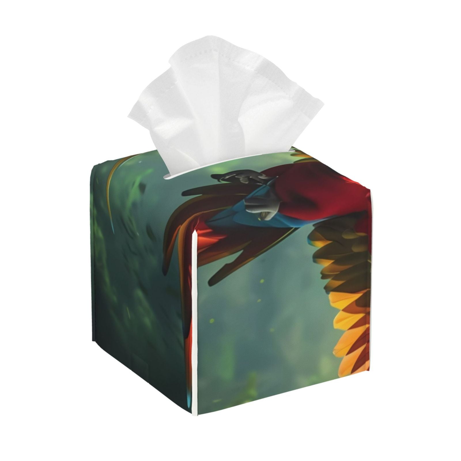 Naloa Flying Parrots In Jungle Tissue Box Cover Leather Tissue Holder ...