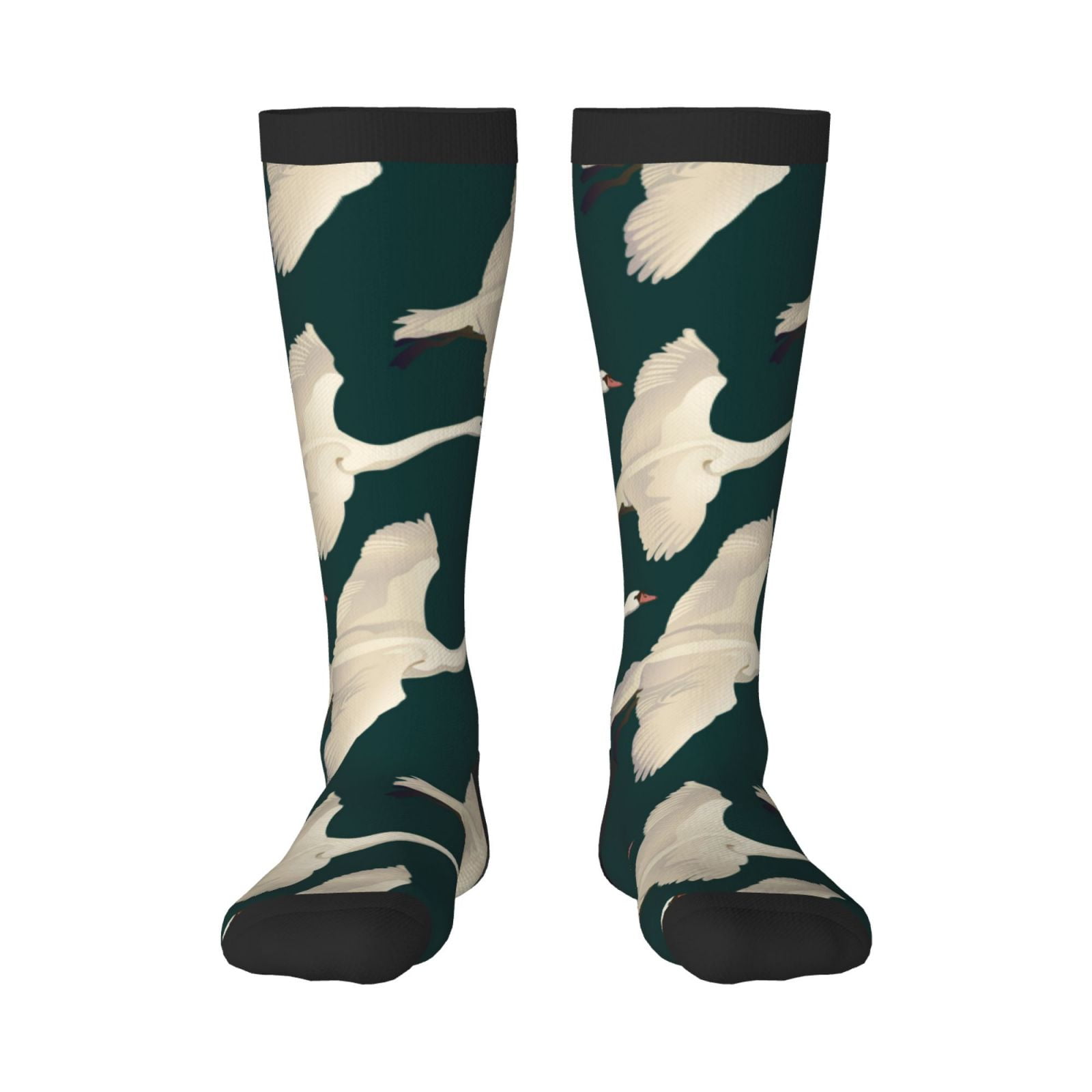 Naloa Flying Swans Thigh High Socks Extra Long Stretchy Sock Women Over ...