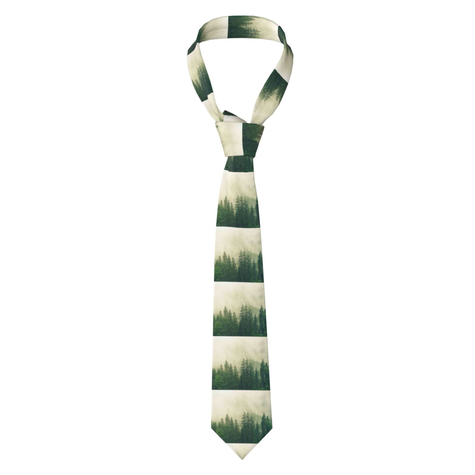 Naloa Fog Forest Print Solid Color Tie Formal Necktie for Men，Suitable ...