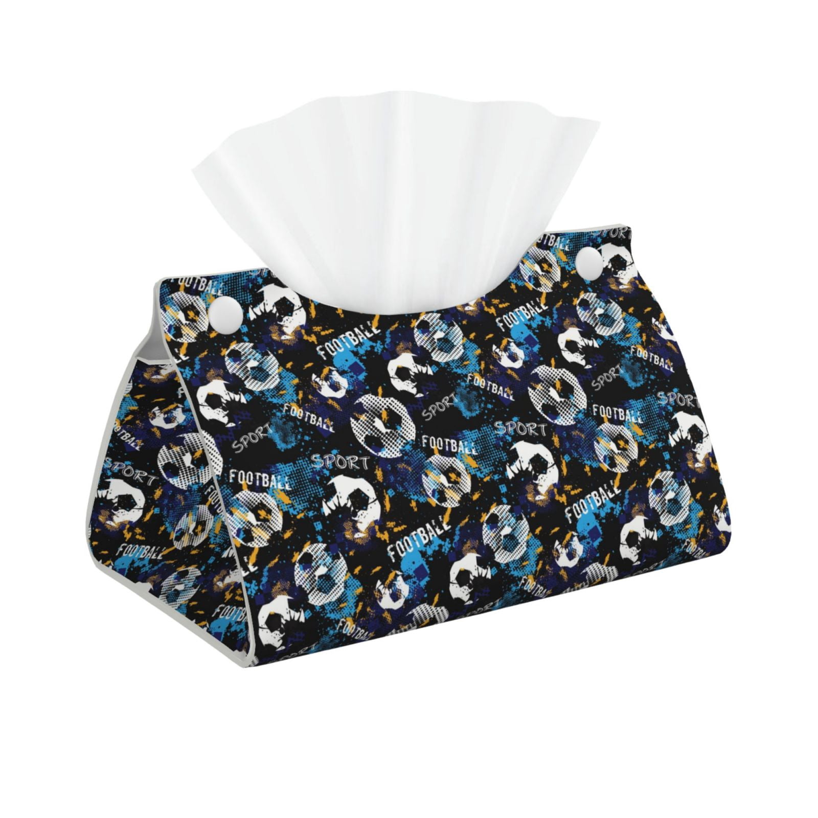 Naloa Football Print Leather Tissue Box Cover Rectangle | Long Tissue ...
