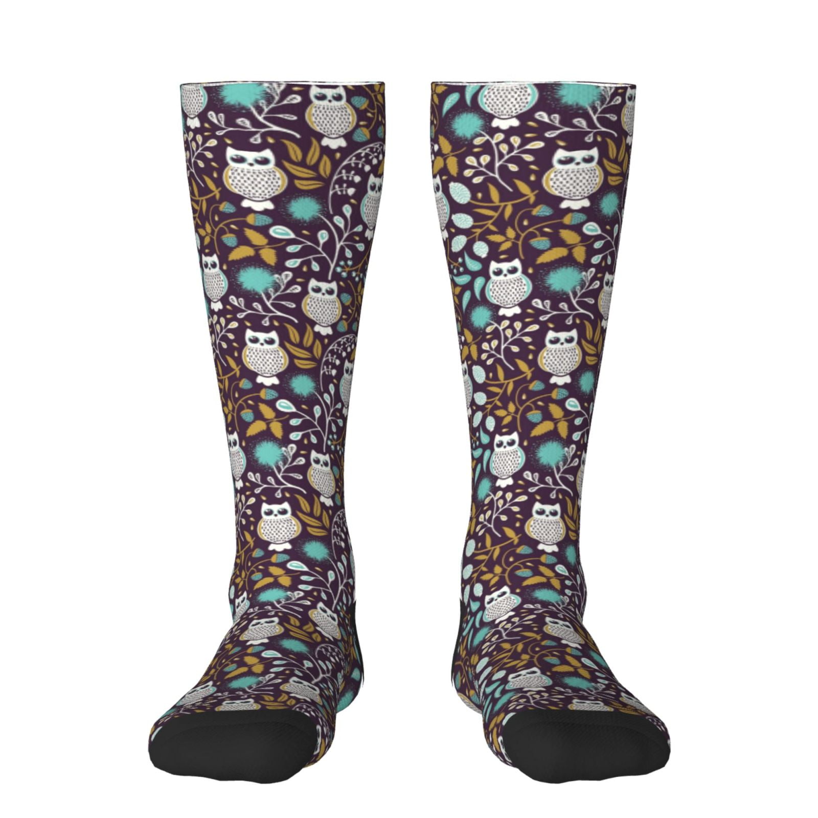 Naloa Forest Cute Owl Thigh High Socks Extra Long Stretchy Sock Women ...