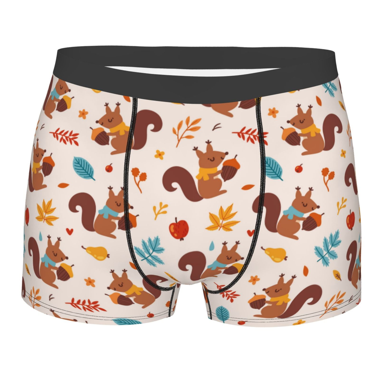 Naloa Forest Squirrel Nuts Print Mens Underwear - Boxers for Men ...
