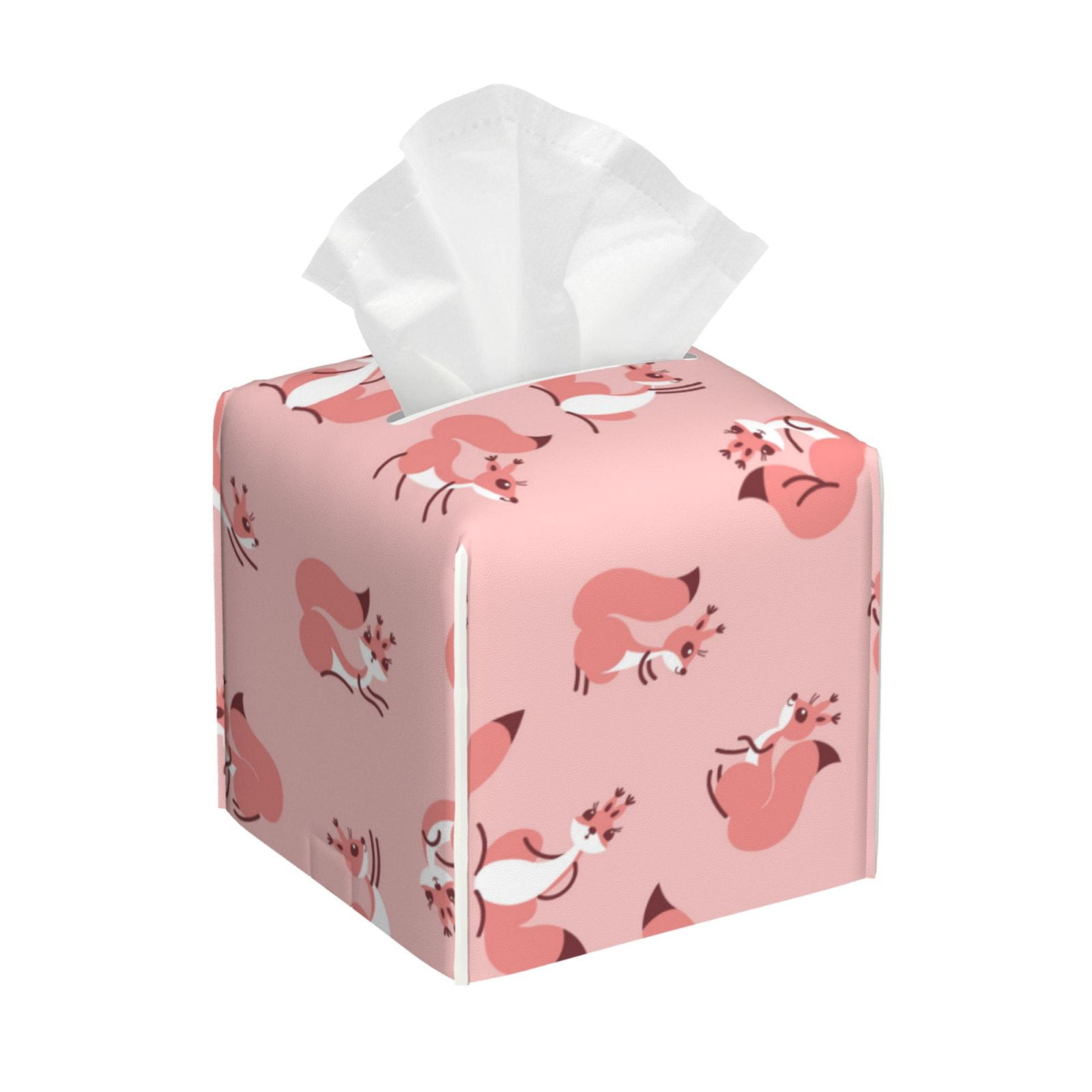 Naloa Fox Tissue Box CoverLeather Tissue Holder Square Facial Tissue ...