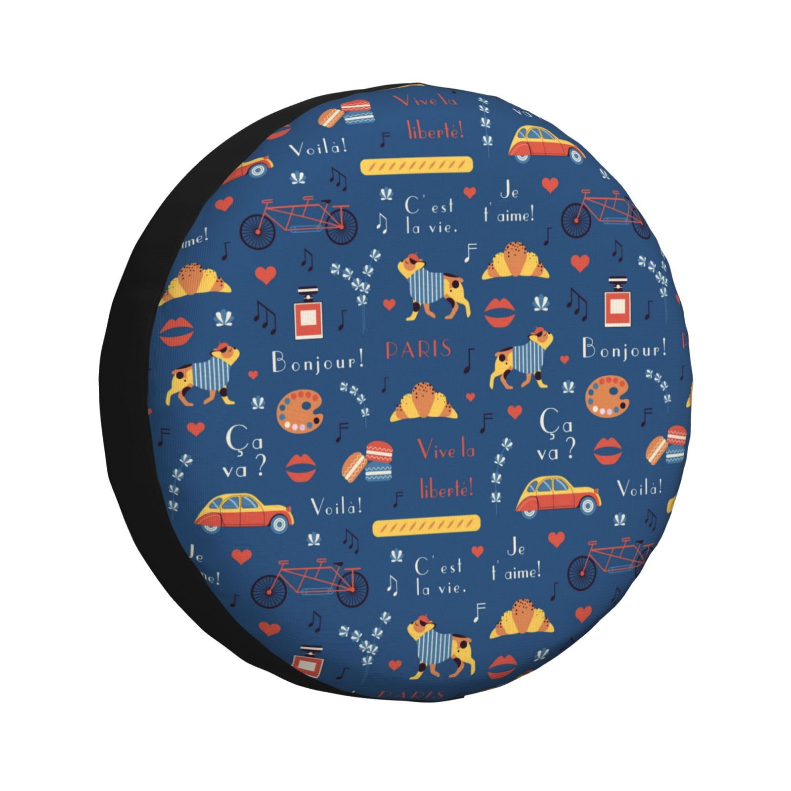 Naloa French Bulldog Dog In Beret PVC Leather Spare Tire Wheel Cover ...