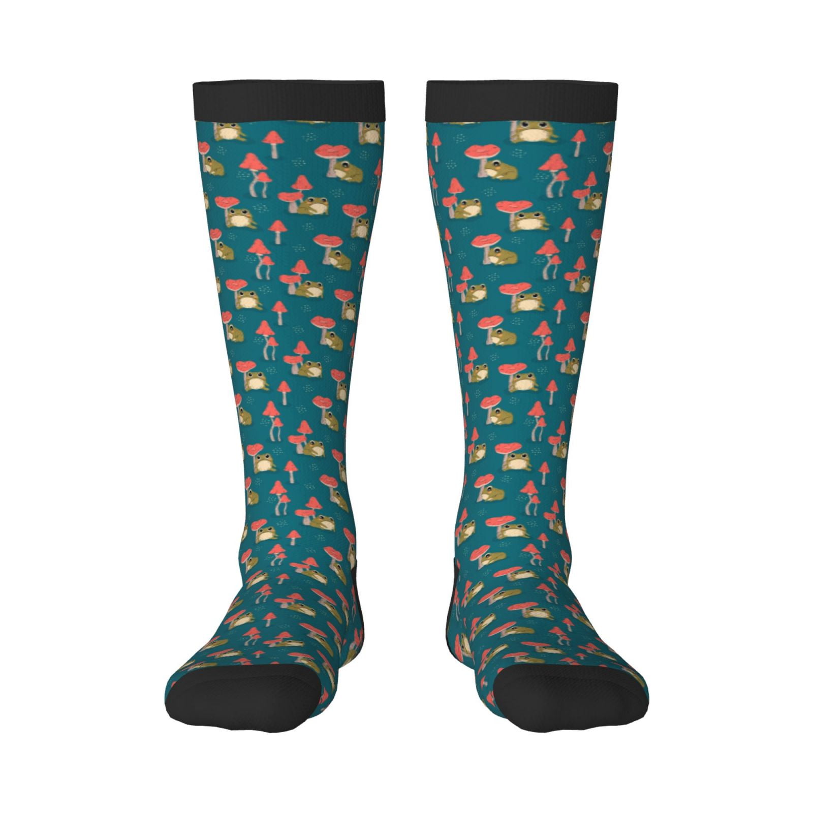 Naloa Frog and Mushrooms Thigh High Socks Extra Long Stretchy Sock ...