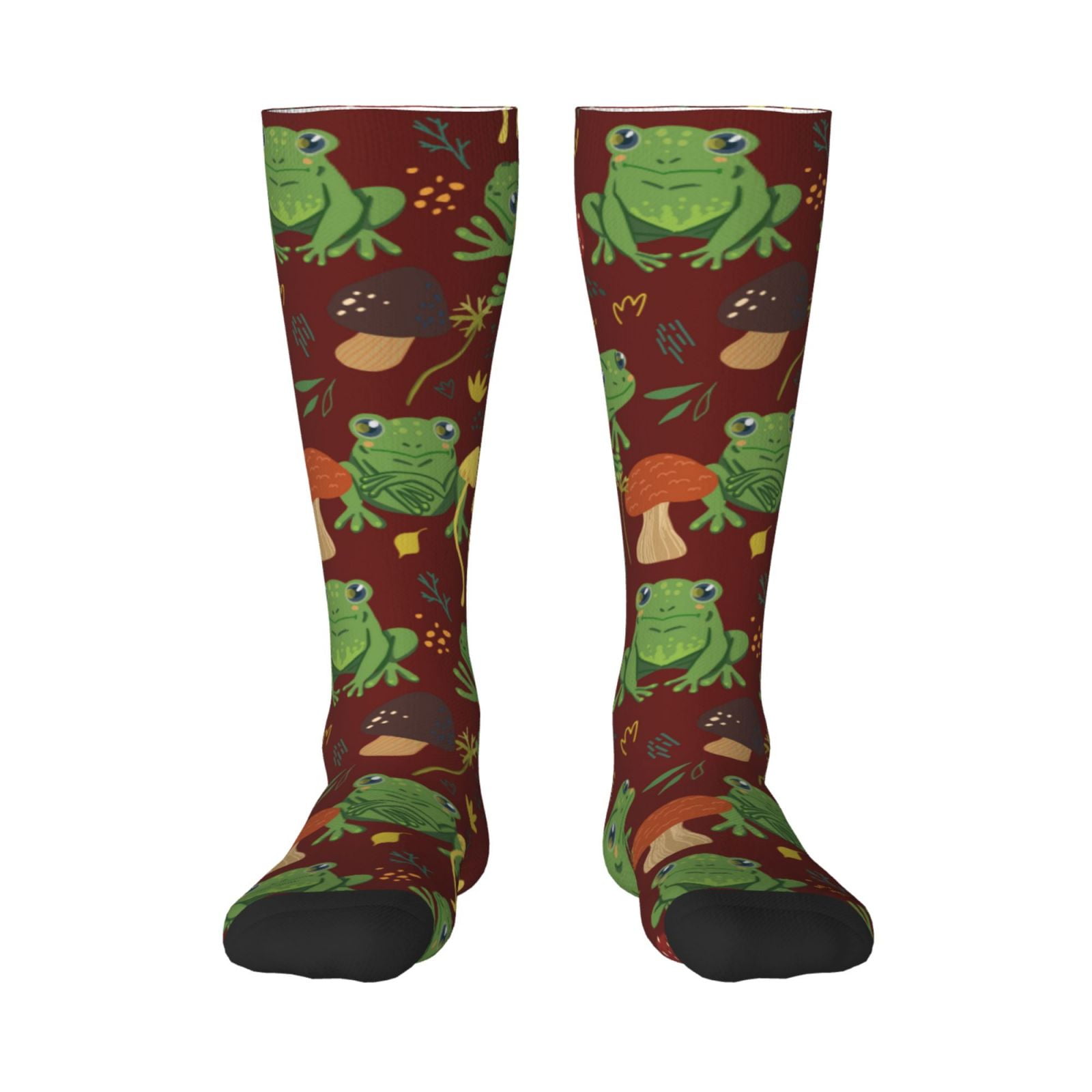 Naloa Frogs and Mushrooms Thigh High Socks Extra Long Stretchy Sock ...