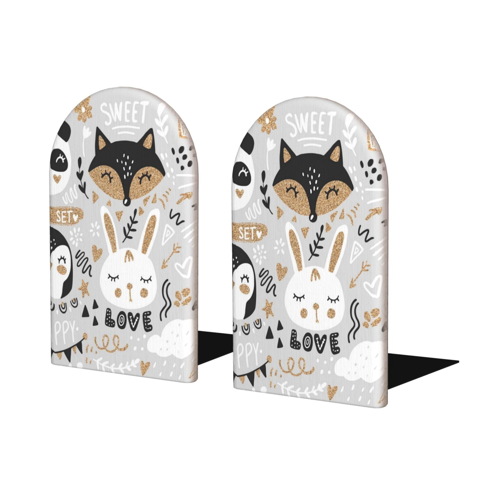 Naloa Funny Animals Series Wood Non-Skid Bookend for Shelves,Book Ends ...