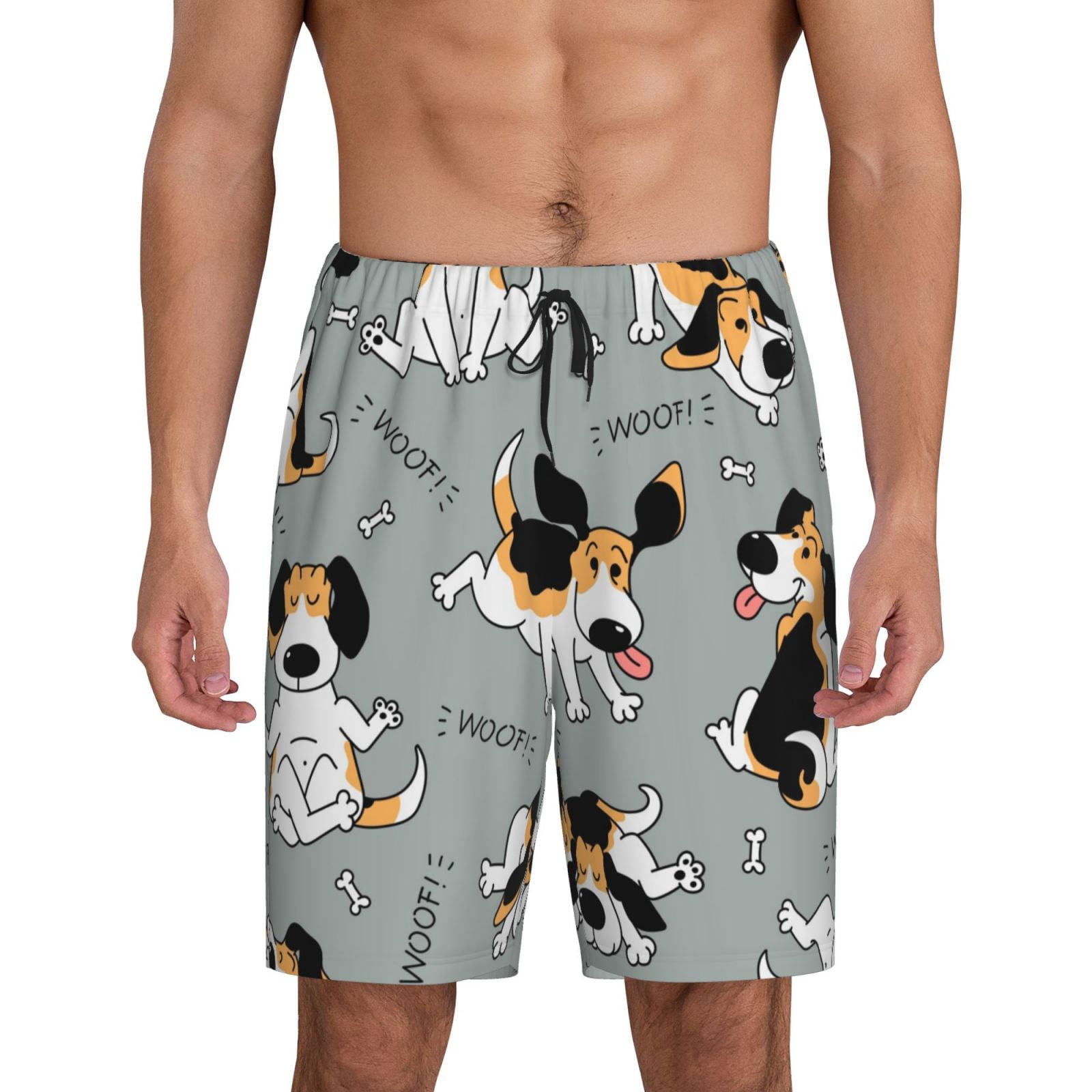 Naloa Funny Beagle Active Dog Men's Short Pajama Pants, Lounge Comfort ...