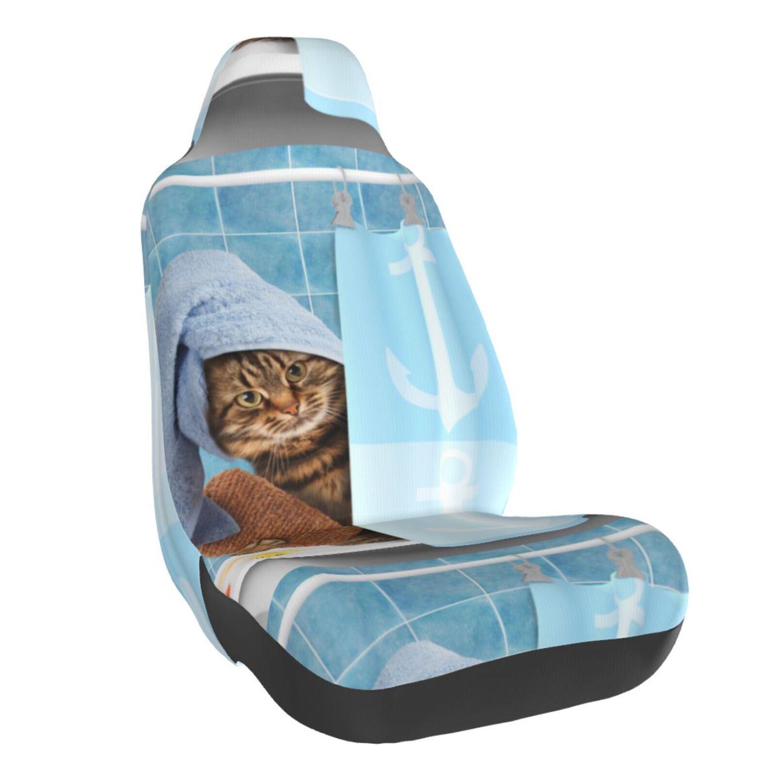 Naloa Funny Cat Taking a Bath Car Seat Covers Universal Front Seat ...