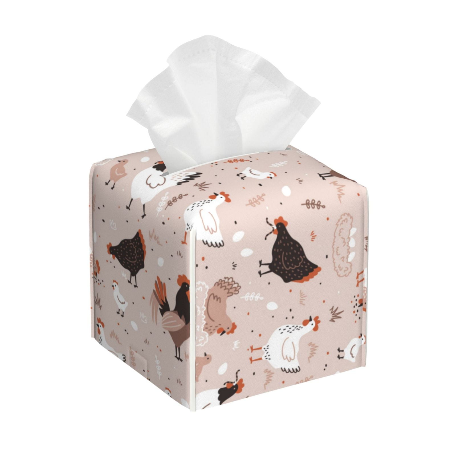 Naloa Funny Chicken Tissue Box CoverLeather Tissue Holder Square Facial ...