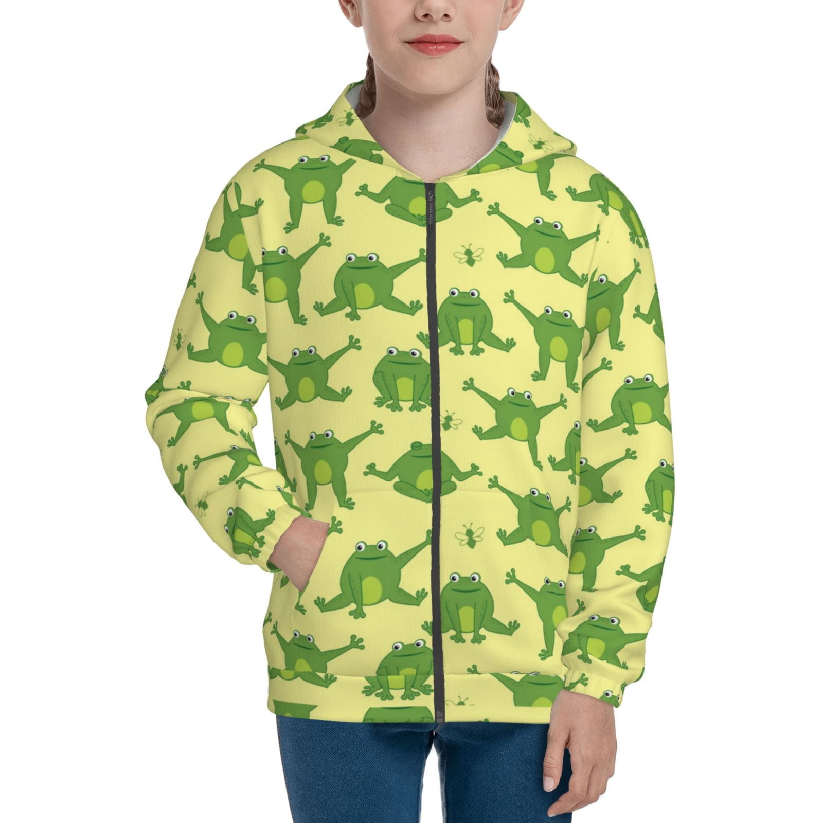 Naloa Funny Frogs Teenage Zipper Hoodie, Long Sleeve Zip Up Hoodies ...