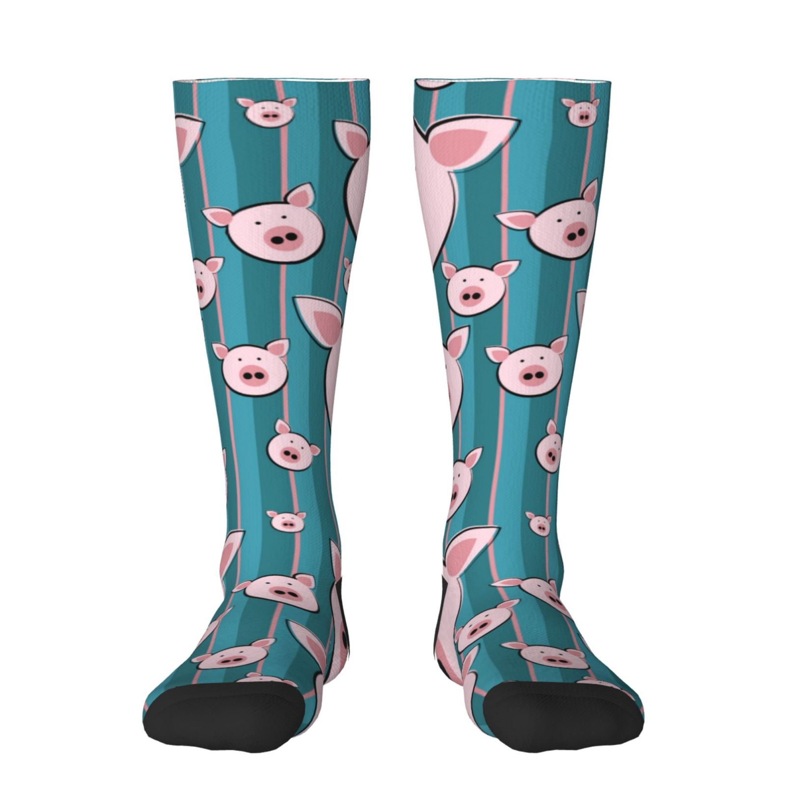 Naloa Funny Pig Faces Thigh High Socks Extra Long Stretchy Sock Women ...