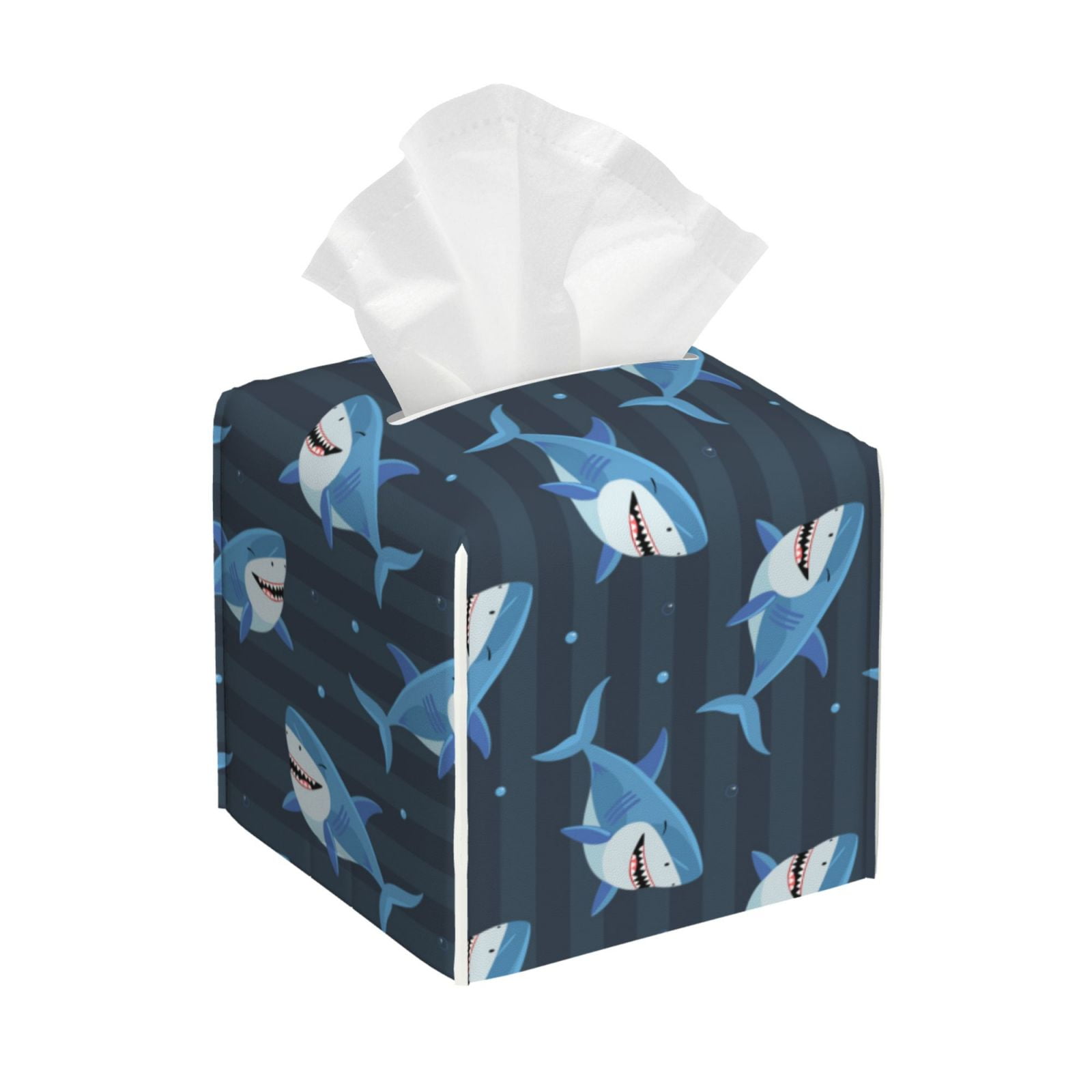 Naloa Funny Sharks Tissue Box Cover Leather Tissue Holder Square Facial ...