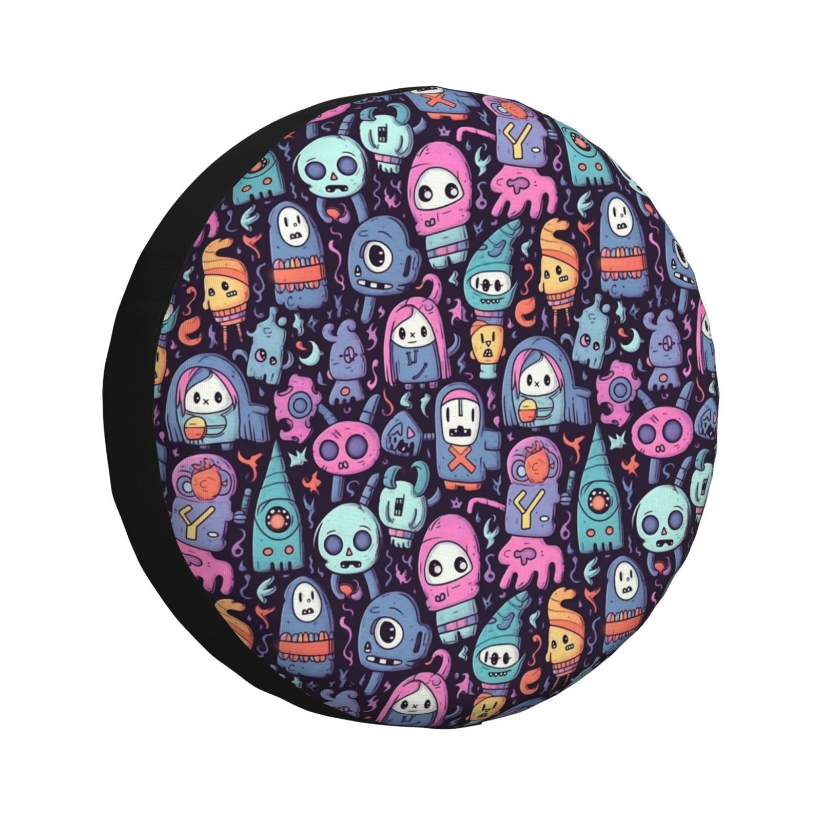 Naloa Funny colorful skull ghost PVC Leather Spare Tire Wheel Cover ...