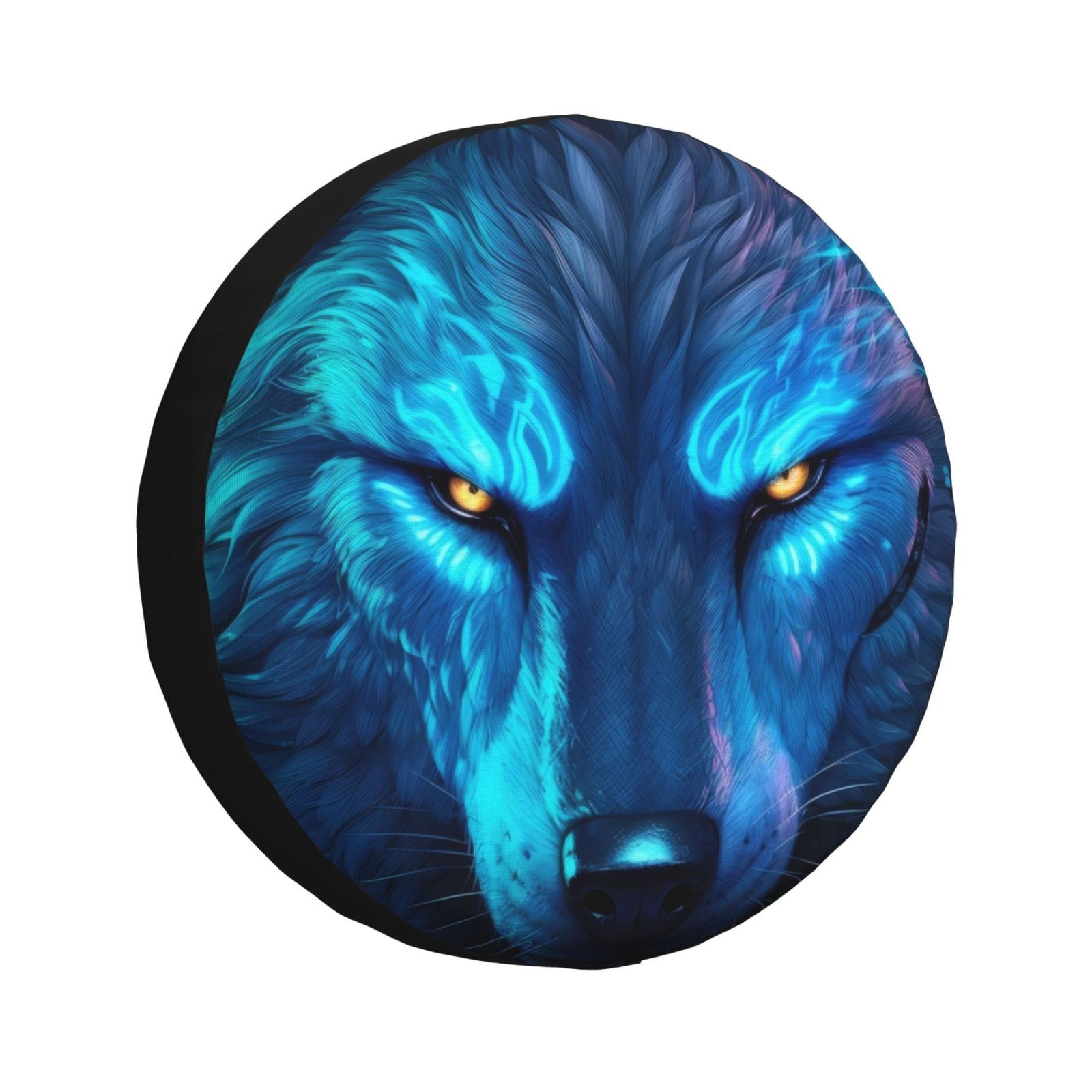 Naloa Futuristic Blue Light Wolf PVC Leather Spare Tire Wheel Cover for ...