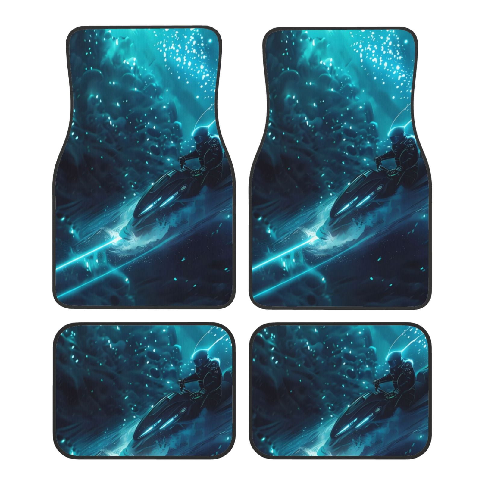 Naloa Futuristic Jet Ski Adventure Car Foot Mat Set of 4 Pieces ...