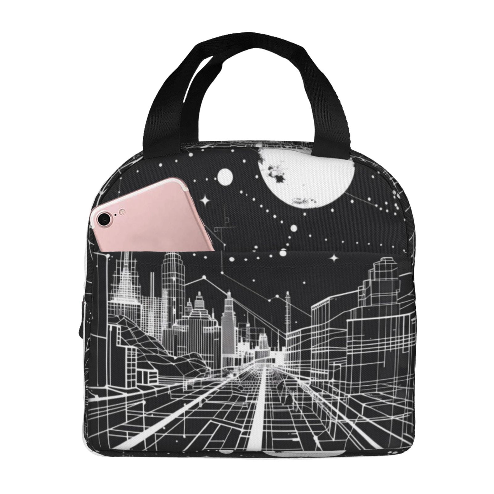 Naloa Futuristic Moonlit Cityscape Print Lunch Box for Women Men ...