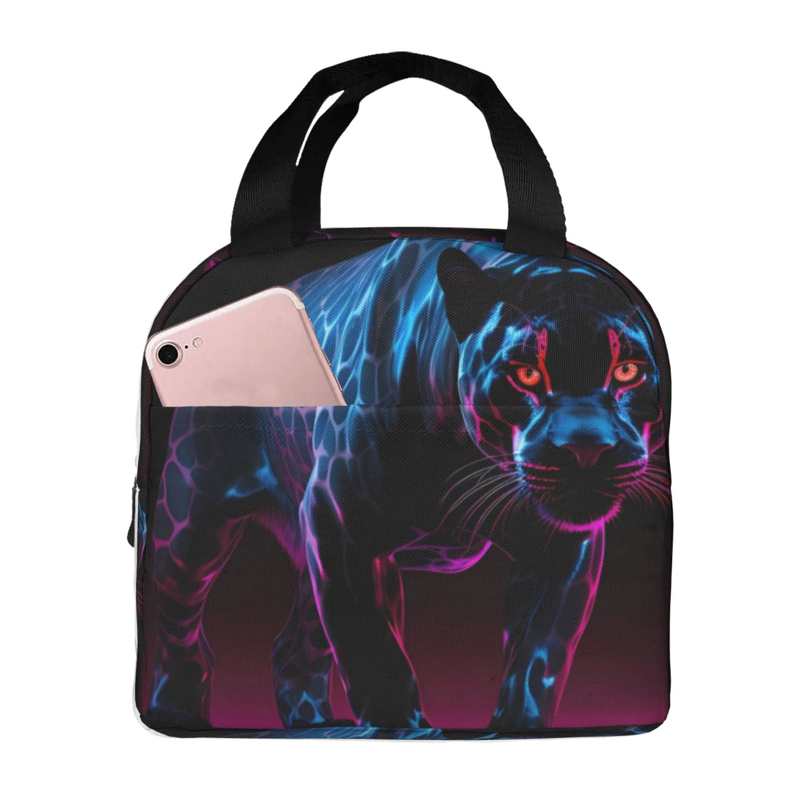 Naloa Futuristic Purple Panther Print Lunch Box for Women Men,Insulated ...