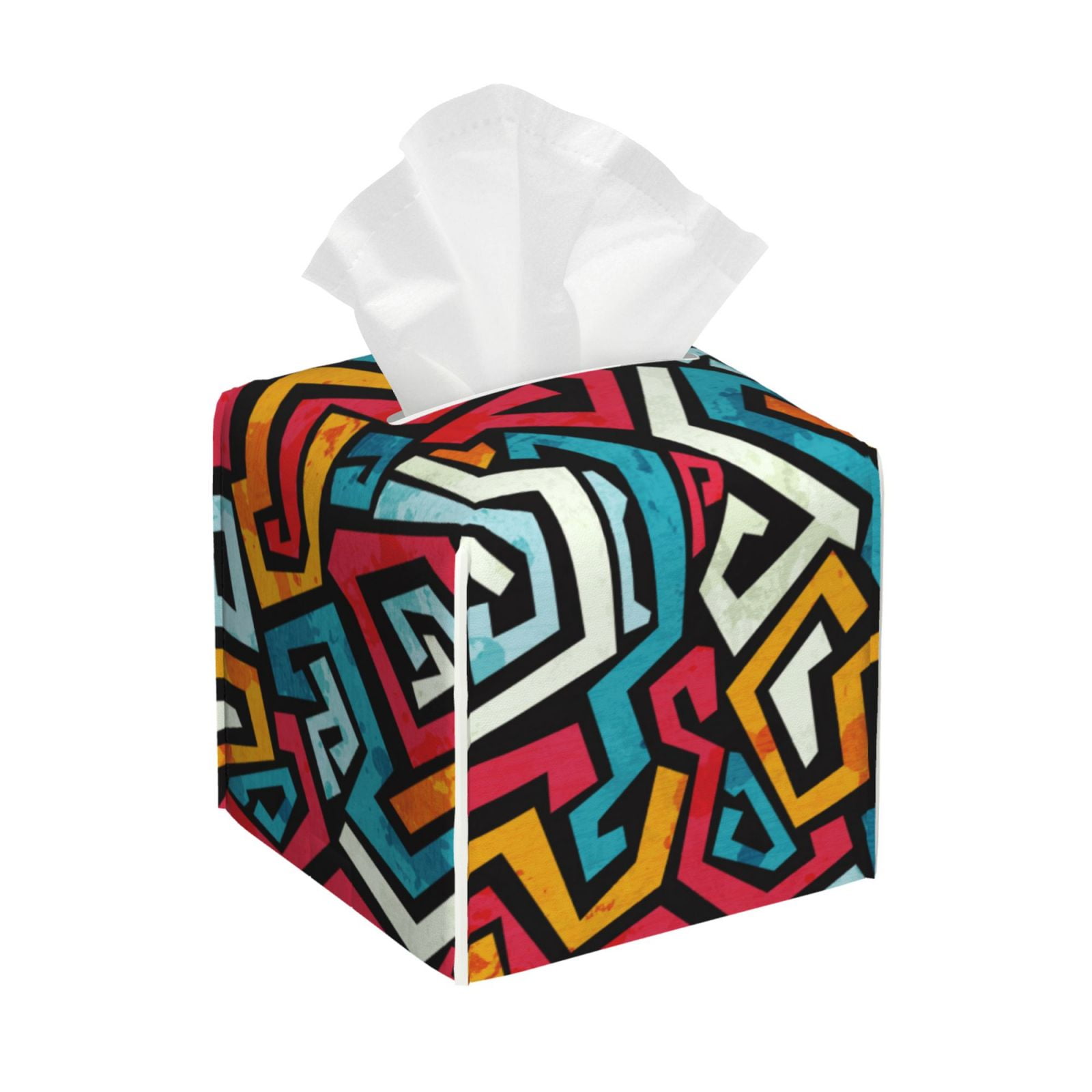 Naloa Geometry Tissue Box CoverLeather Tissue Holder Square Facial ...